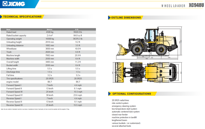 XC948U Wheel Loader (2021-2023) – japamachinery